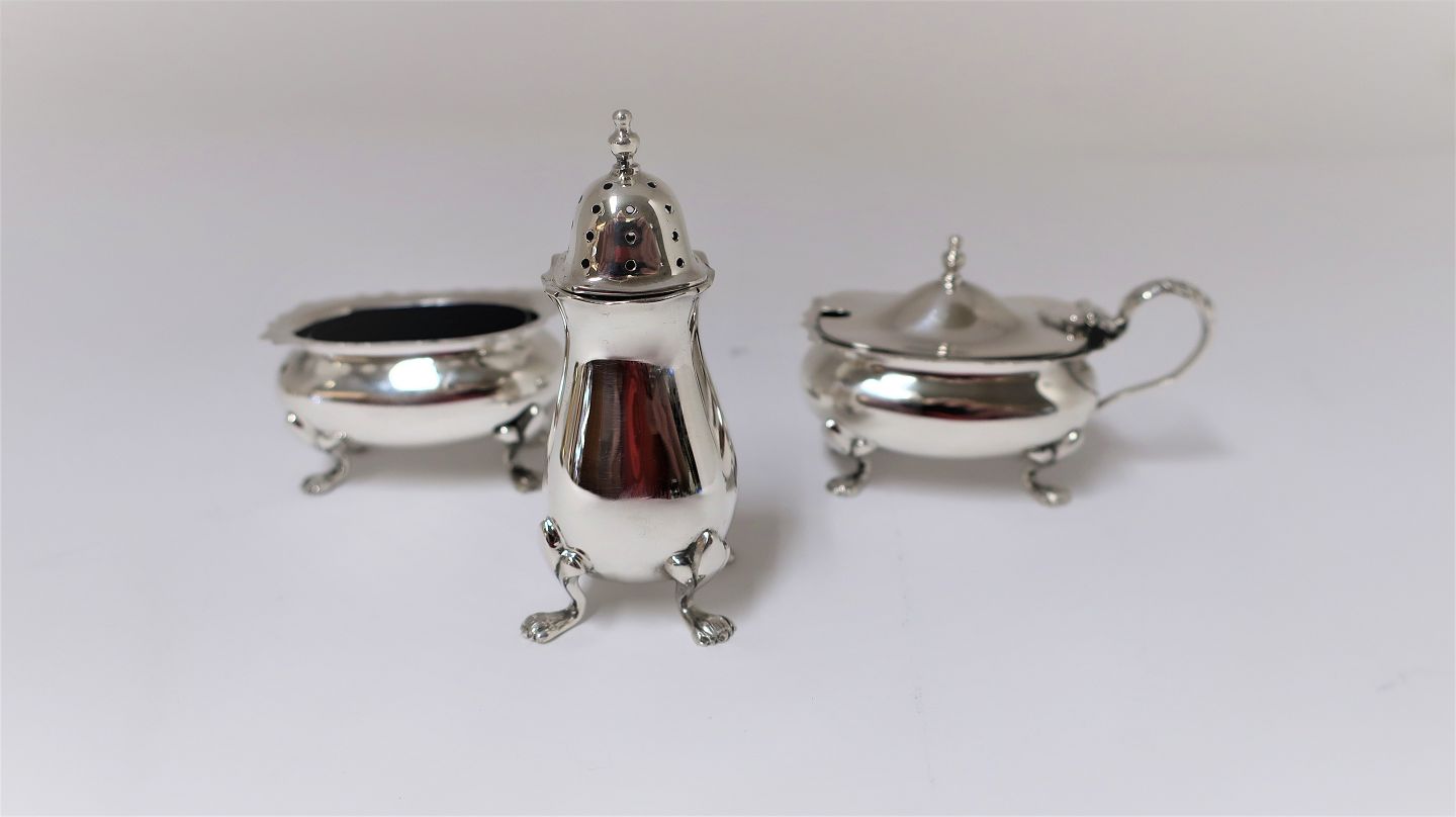 WorldAntique.net - Salt - pepper - mustard set. Sterling (925). English ...