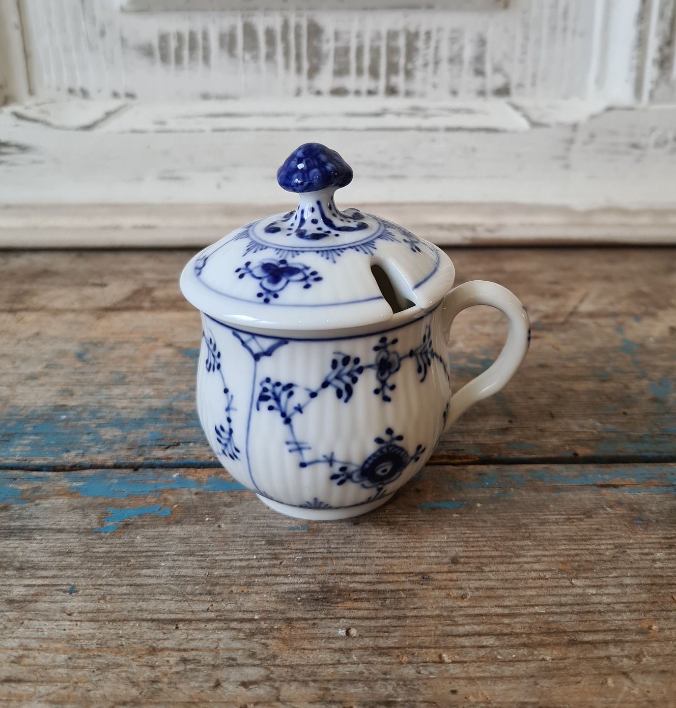 WorldAntique.net - Royal Copenhagen Blue Fluted mustard cup no. 64