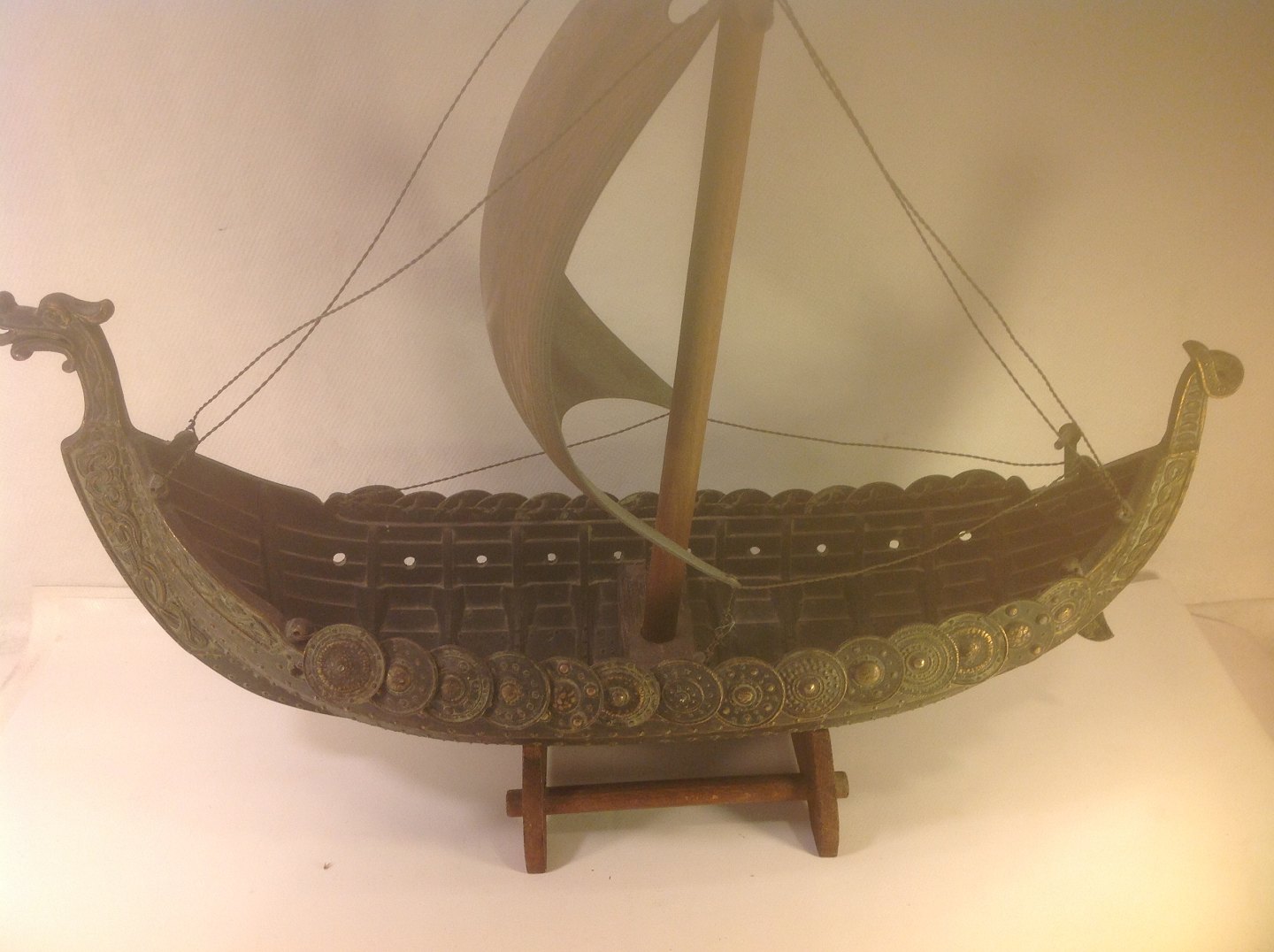 WorldAntique.net - Viking ship of bronze. Mast and stand of wood ...
